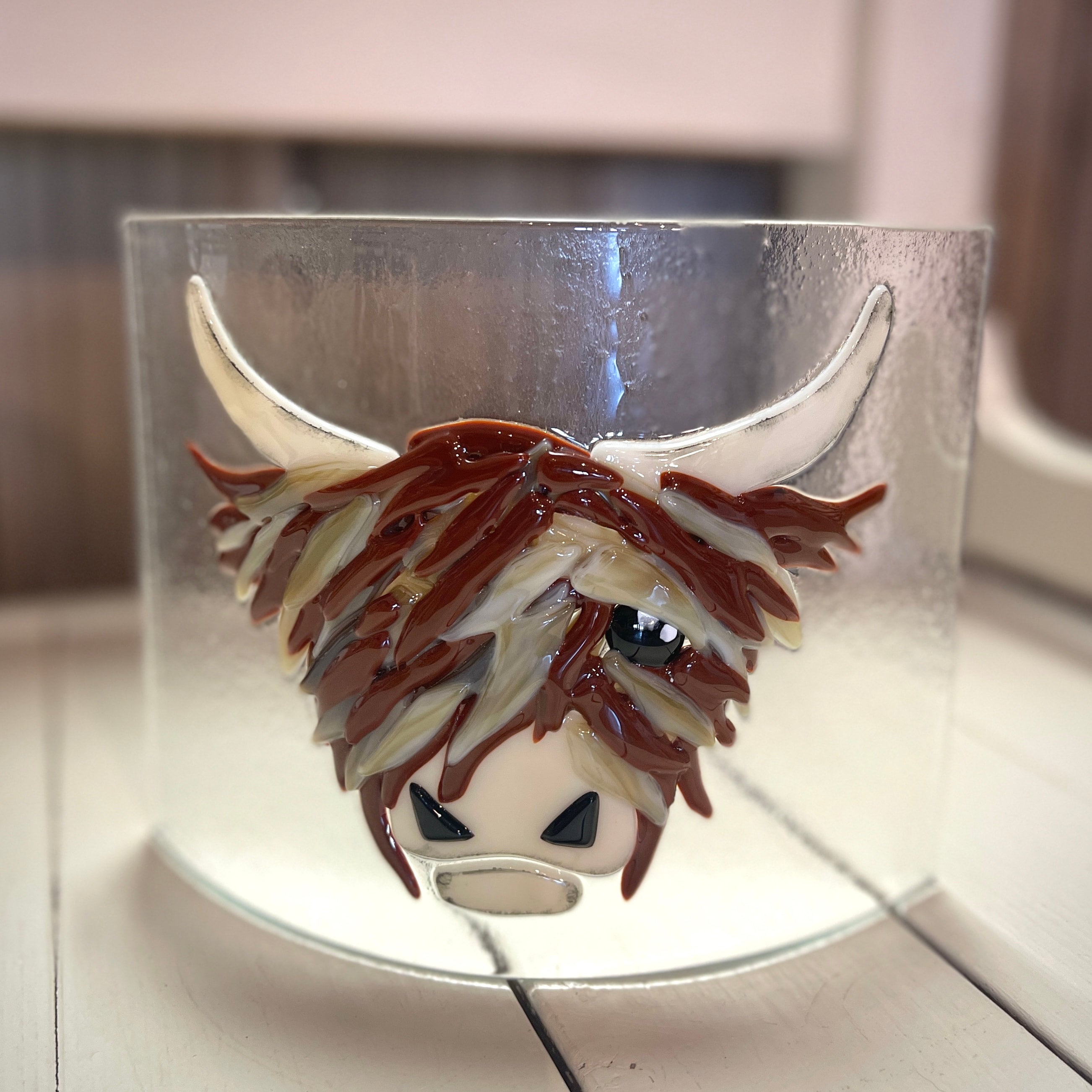 Highland Cow Glass Glass | Lit Studios Paint and Pottery